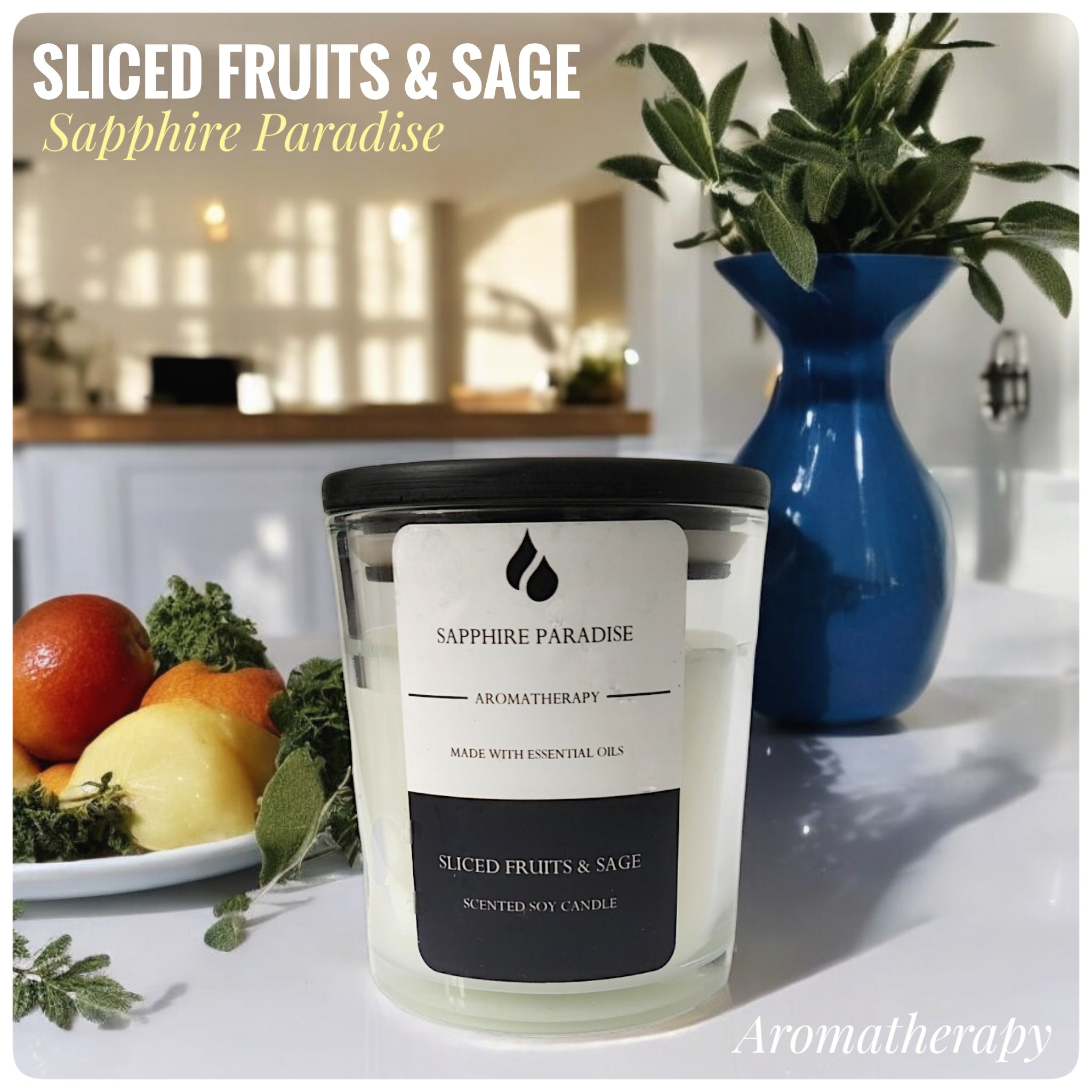 Sliced Fruits & Sage – Sapphire Paradise