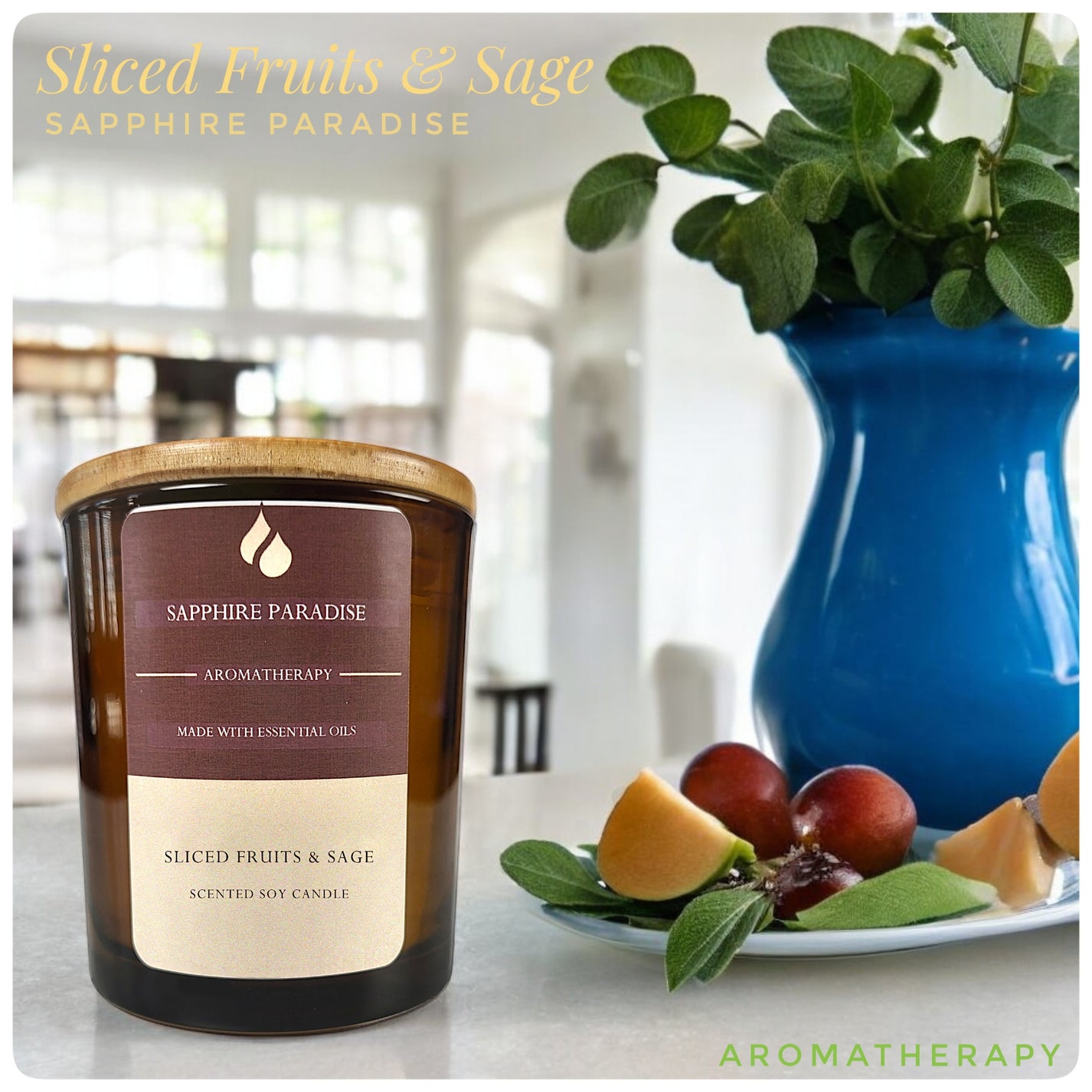 Sliced Fruits & Sage – Sapphire Paradise
